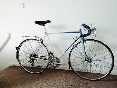 Vintage White Blue Raleigh Flyer Drop Bars Road Racing Touring Bicycle ...